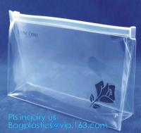 China MultiColor Plastic Slider Zipper Bags, logo printing pvc small zip transparent bag, Standup Cosmetic PVC Bag With Slider for sale