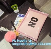 China printed OEM logo slider zip lock bags, Slider Undergarment Bag With Lock, vinyl pvc A4 file bag with slider k for sale