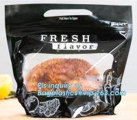 China chicken plastic bags for hot roast chicken packaging,with handle and zipper,anti-fogging, Turkey chicken roasted plastic for sale
