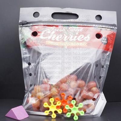 China Flat Bottom Fresh Fruit Vegetable Plastic Packing Bag, Dried Cherry Pouch, Supermarket Grape Packing Bag for sale