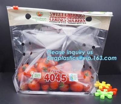 China Perforated bag grape bag with air holes, fresh fruit stand up k bag for cherry, OEM zip top Clear BOPP Laminated f for sale