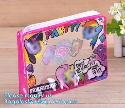 China Durable Vinyl With Carry Handle Train Bag, zipper cosmetic bags with double slider, promotional travel custom pvc small for sale