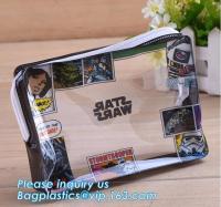 China Durable Vinyl With Carry Handle Train Bag, zipper cosmetic bags with double slider, promotional travel custom pvc small for sale