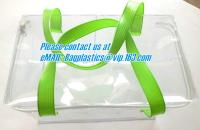 China clear pvc packaging bag with handle for wine, vinyl pvc zipper gift tote bags with handles, gift bag with plastic snap for sale