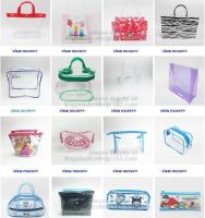 China Promotion clear pvc cosmetic plastic handle bag pvc tote bags, recyclable PVC loop handle plastic bag, gift and shopping for sale