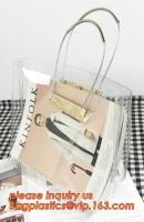 China customized printing soft clear pvc packaging bag with handle for wine, vinyl pvc zipper gift tote bags with handles for sale