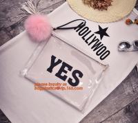 China gift and shopping bags with handles customized pvc bag, stationery handle bags with slider zipper, PVC handle plastic ba for sale
