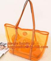 China Large Clear Tote Bags PVC Beach Lash Package Tote Shoulder Bag with Interior Pocket, beach lash package tote for sale