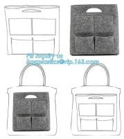 China Handmade Felt Shopping Bag With Handle, Ladies Fashion Felt Tote Bag With PU Handle, OEM Gray 2mm Thick Felt Handle Fash for sale