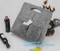 China Handmade Felt Shopping Bag With Handle, Ladies Fashion Felt Tote Bag With PU Handle, OEM Gray 2mm Thick Felt Handle Fash for sale