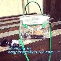 China PVC shopping bag transparent pp plastic handle bag, Vinyl PVC Handle Carrier Promotion Industrial Use Jelly Packaging Ba for sale