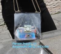 China Women's Holographic Laser PVC Chain Cross Body Bag Clutch Shoulder Bag, Women Waterproof Security Shoulder Clear Tote ba for sale