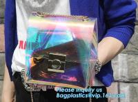 China Women's Holographic Laser PVC Chain Cross Body Bag Clutch Shoulder Bag, Women Waterproof Security Shoulder Clear Tote ba for sale