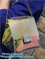 China Women's Holographic Laser PVC Chain Cross Body Bag Clutch Shoulder Bag, Women Waterproof Security Shoulder Clear Tote ba for sale