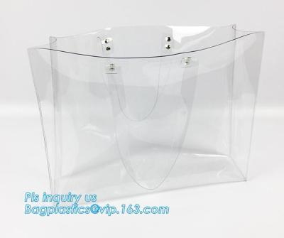 China Tote Bags PVC Beach Lash Package Tote Shoulder Bag with Interior Pocket, Waterproof Semi-clear Tote Bags Stripe PVC Shou for sale