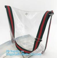 China PVC Tote Shoulder Bag Gym Travel Beach shopping bags, Made in China transparent PVC shoulder bag clutch bag, packaging for sale