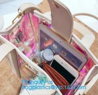 China Jelly color laser shoulder bag pvc leather tote bag, Studded Clear Tote/PVC shoulder bag, Fashion Translucent Hologram K for sale