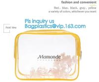 China Trendy transparent PVC makeup bag with nylon handle, pvc hanging travel cosmetic makeup zipper bag, travel makeup organi for sale