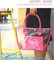 China PVC tote shoulder bag for work and school, handle bag with long shoulder strap waterproof clear pvc tote bag, PVC Women for sale