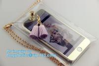 China phone purse with cash holder phone case wallet with wrist coin purse, wallet with cell phone pocket, Clear PVC/Vinyl sho for sale