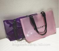 China Semi-clear Tote Bags Stripe PVC Shoulder Bag with Pouch, PVC PU Trendy Handbag Shoulder Bag Beach Bag, PVC shoulder bag for sale