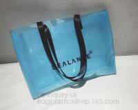 China Semi-clear Tote Bags Stripe PVC Shoulder Bag with Pouch, PVC PU Trendy Handbag Shoulder Bag Beach Bag, PVC shoulder bag for sale