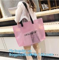 China Semi-clear Tote Bags Stripe PVC Shoulder Bag with Pouch, PVC PU Trendy Handbag Shoulder Bag Beach Bag, PVC shoulder bag for sale