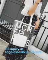 China Makeup Bag with Shoulder Strap Pro Round Bag, rope handle clear Transparent tote bag, stadium clear vinyl pvc zipper bag for sale