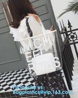 China Makeup Bag with Shoulder Strap Pro Round Bag, rope handle clear Transparent tote bag, stadium clear vinyl pvc zipper bag for sale