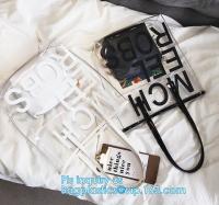 China plastic makeup pouch PVC portable cosmetic bag, pvc tube handle bags,pvc clear plastic handle bags,pvc pipe handle bag for sale