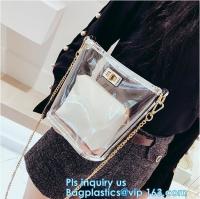 China Transparent conference eco shopping bag, shopping pvc bag with custom print, shopping square bottom portable clear PVC p for sale