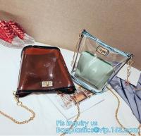 China Transparent conference eco shopping bag, shopping pvc bag with custom print, shopping square bottom portable clear PVC p for sale