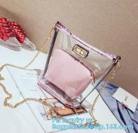 China Transparent conference eco shopping bag, shopping pvc bag with custom print, shopping square bottom portable clear PVC p for sale