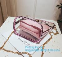 China Transparent conference eco shopping bag, shopping pvc bag with custom print, shopping square bottom portable clear PVC p for sale