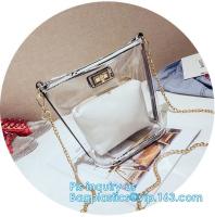 China Transparent conference eco shopping bag, shopping pvc bag with custom print, shopping square bottom portable clear PVC p for sale