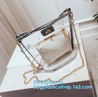 China Transparent conference eco shopping bag, shopping pvc bag with custom print, shopping square bottom portable clear PVC p for sale