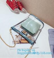 China Transparent conference eco shopping bag, shopping pvc bag with custom print, shopping square bottom portable clear PVC p for sale