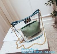 China Transparent conference eco shopping bag, shopping pvc bag with custom print, shopping square bottom portable clear PVC p for sale