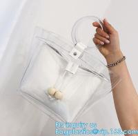 China reusable eco friendly tote transparent pvc shopping bag, shopping cluth PVC beach bag with zipper, eco-freindly Promotio for sale