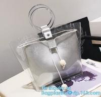China PVC transparent shopping bag, Zipper PVC Vinyl Tote Shopping Bag, PVC shopping reusable tote bags with carry handle, bag for sale