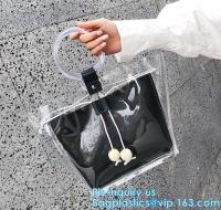 China PVC transparent shopping bag, Zipper PVC Vinyl Tote Shopping Bag, PVC shopping reusable tote bags with carry handle, bag for sale