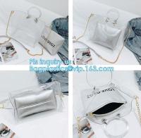 China Promotional fashion soft pvc tote beach bag pvc handbag, handbag min min handbag for kids, Zipper Pocket Clear Beach Han for sale