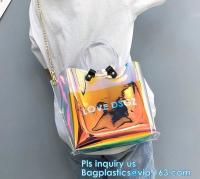 China Promotional fashion soft pvc tote beach bag pvc handbag, handbag min min handbag for kids, Zipper Pocket Clear Beach Han for sale