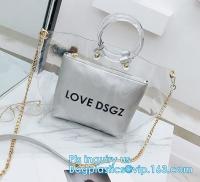 China Promotional fashion soft pvc tote beach bag pvc handbag, handbag min min handbag for kids, Zipper Pocket Clear Beach Han for sale