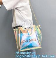 China Promotional fashion soft pvc tote beach bag pvc handbag, handbag min min handbag for kids, Zipper Pocket Clear Beach Han for sale