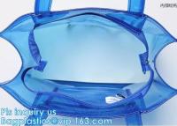 China customized handle clear plastic pvc make up bag, vinyl pvc zipper bags with handles, snap button closure or k plas for sale