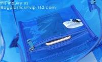 China customized handle clear plastic pvc make up bag, vinyl pvc zipper bags with handles, snap button closure or k plas for sale