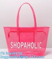 China transparent plastic tote shopping pvc bag, Cosmetic Packaging Clear PVC Bag, Plastic Bags with Your Own Logo, shopper for sale