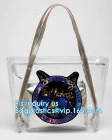 China transparent plastic tote shopping pvc bag, Cosmetic Packaging Clear PVC Bag, Plastic Bags with Your Own Logo, shopper for sale