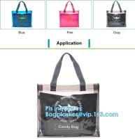 China fashion pvc mirror vinyl shopping bag with printing, Recyclable Durable Clear PVC Shopping Bag with Button Closure, tote for sale